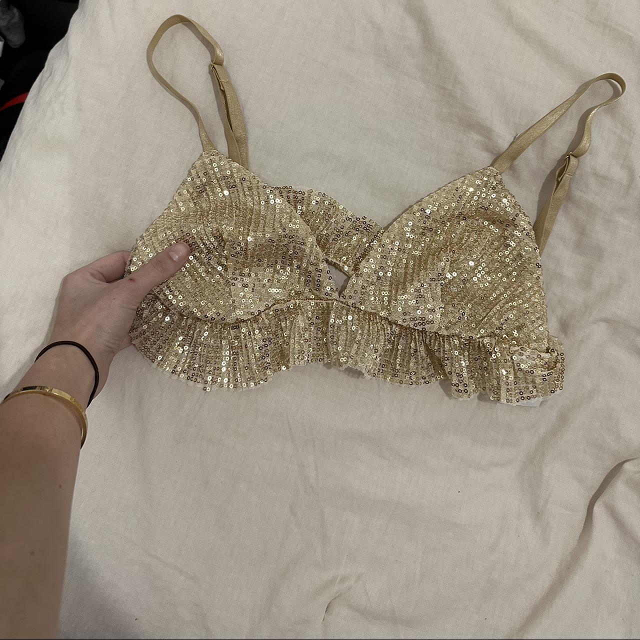 Women's Gold Crop-top | Depop