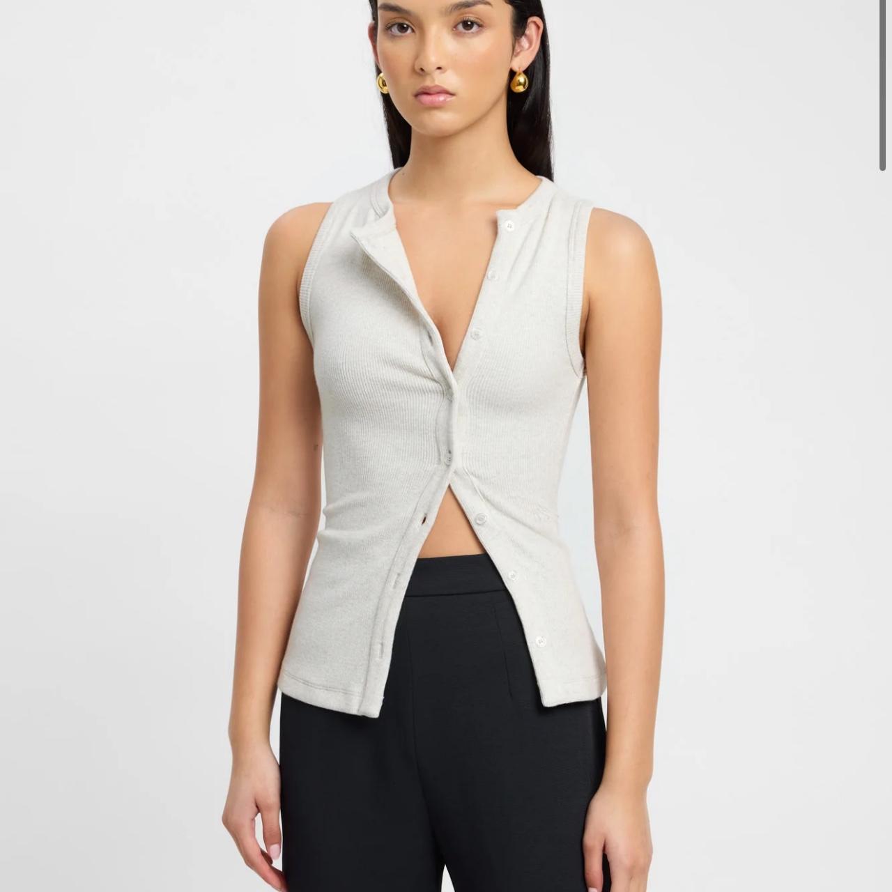 Kookai Bec button tank Coconut marle Size 34 Only... | Depop