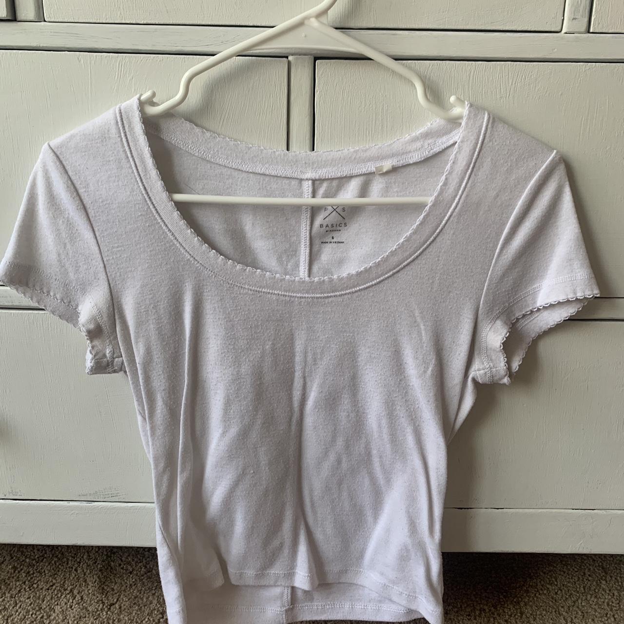 Pacsun Basic White T basic white tshirt, lace trim,... - Depop