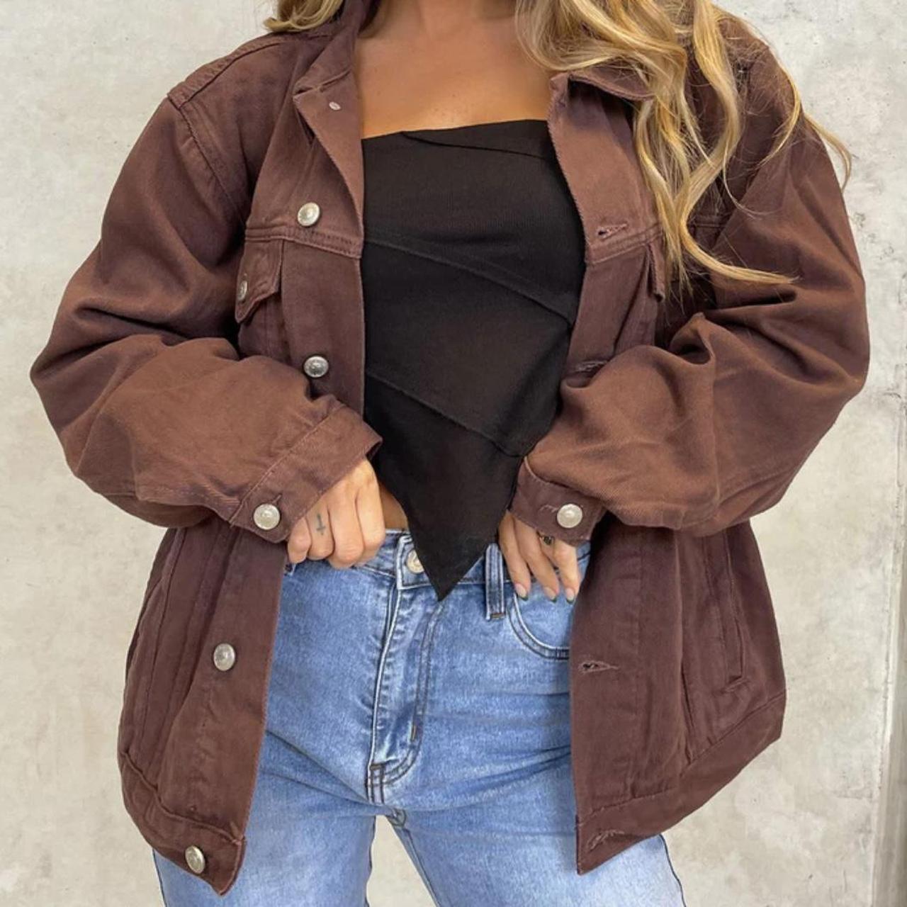 Princess Polly Western Denim Jacket Dark Brown •... - Depop