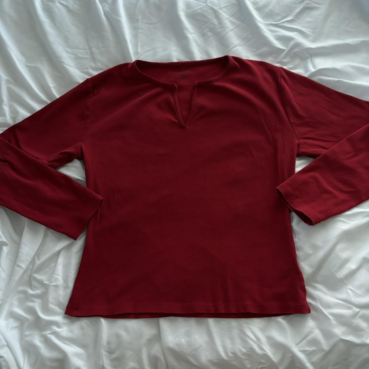 deep cherry red top Soft long sleeve top with... - Depop