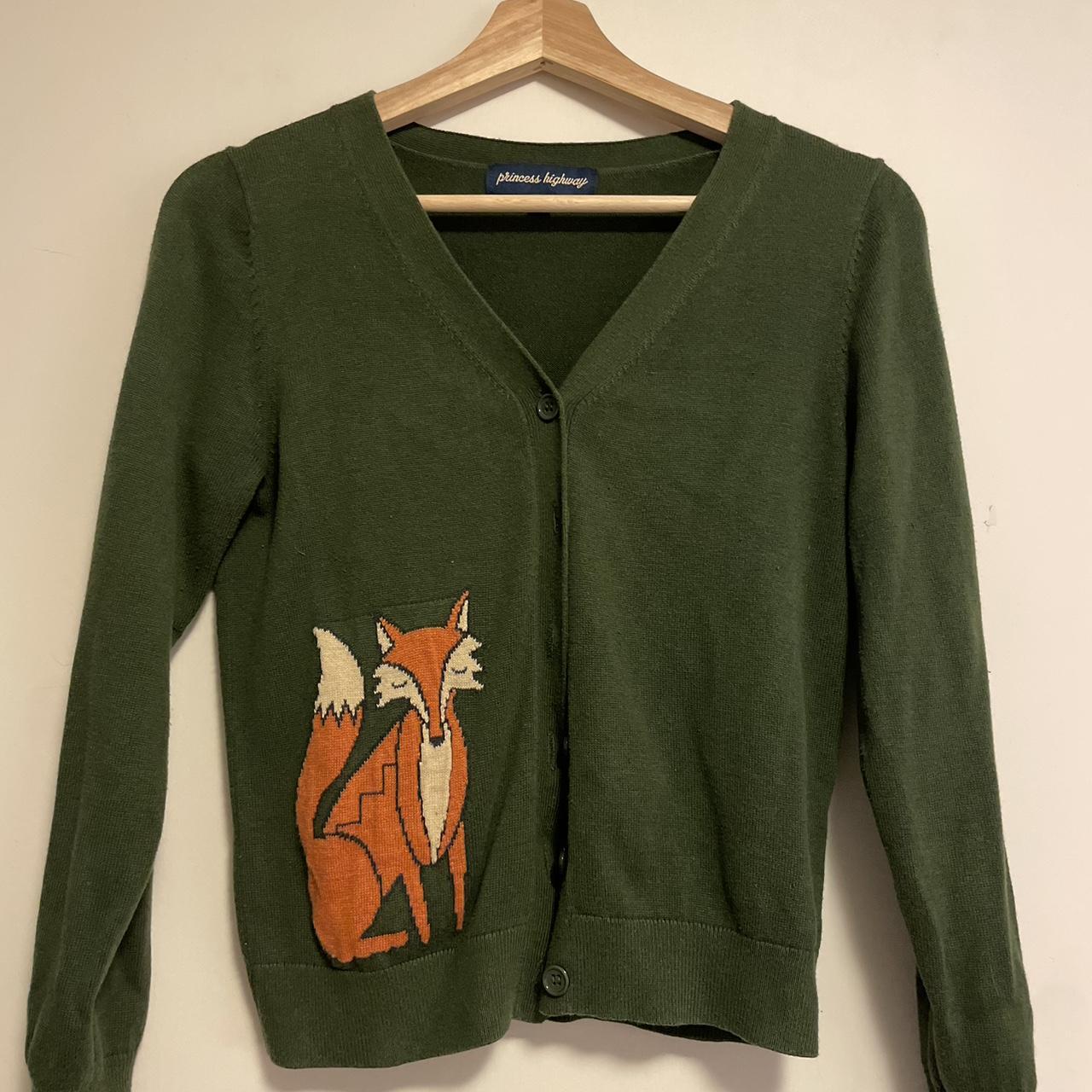 Princess Highway fox cardigan Like new Size 8 - Depop