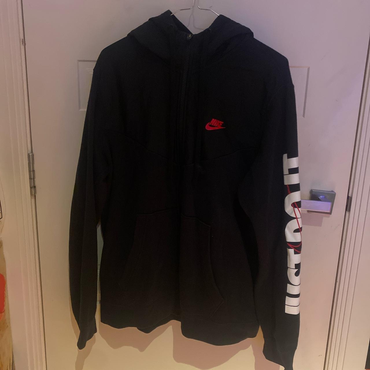 Nike Black Jacket Has red tick and "just do it"... - Depop