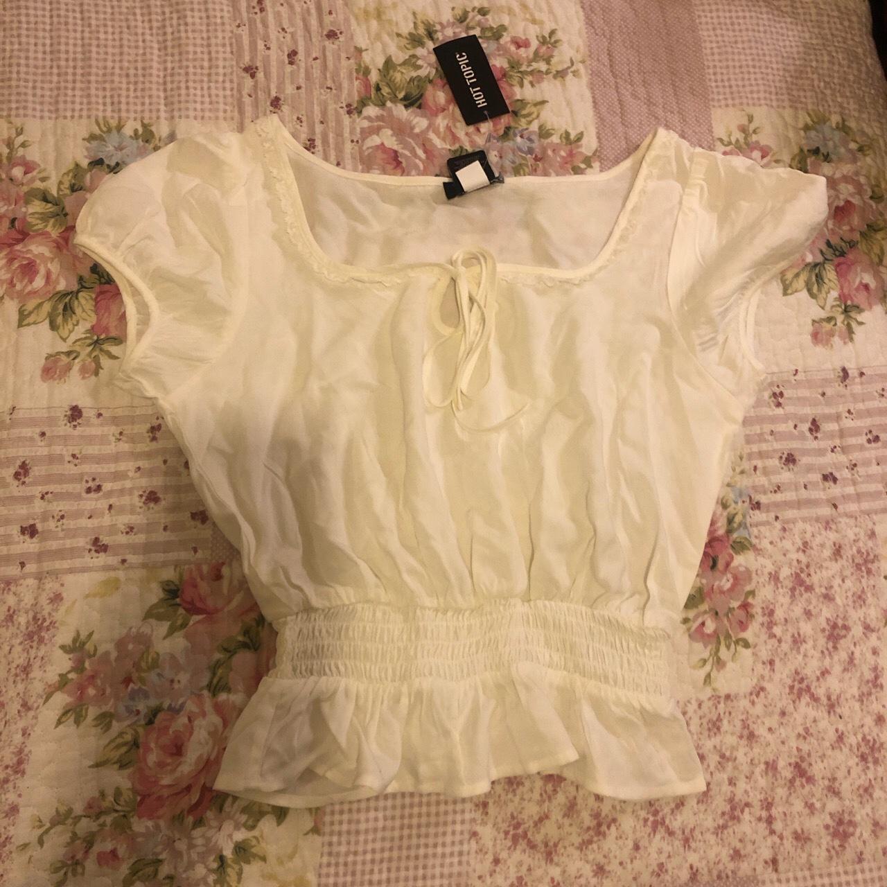 hot topic milkmaid white blouse brand new with... - Depop