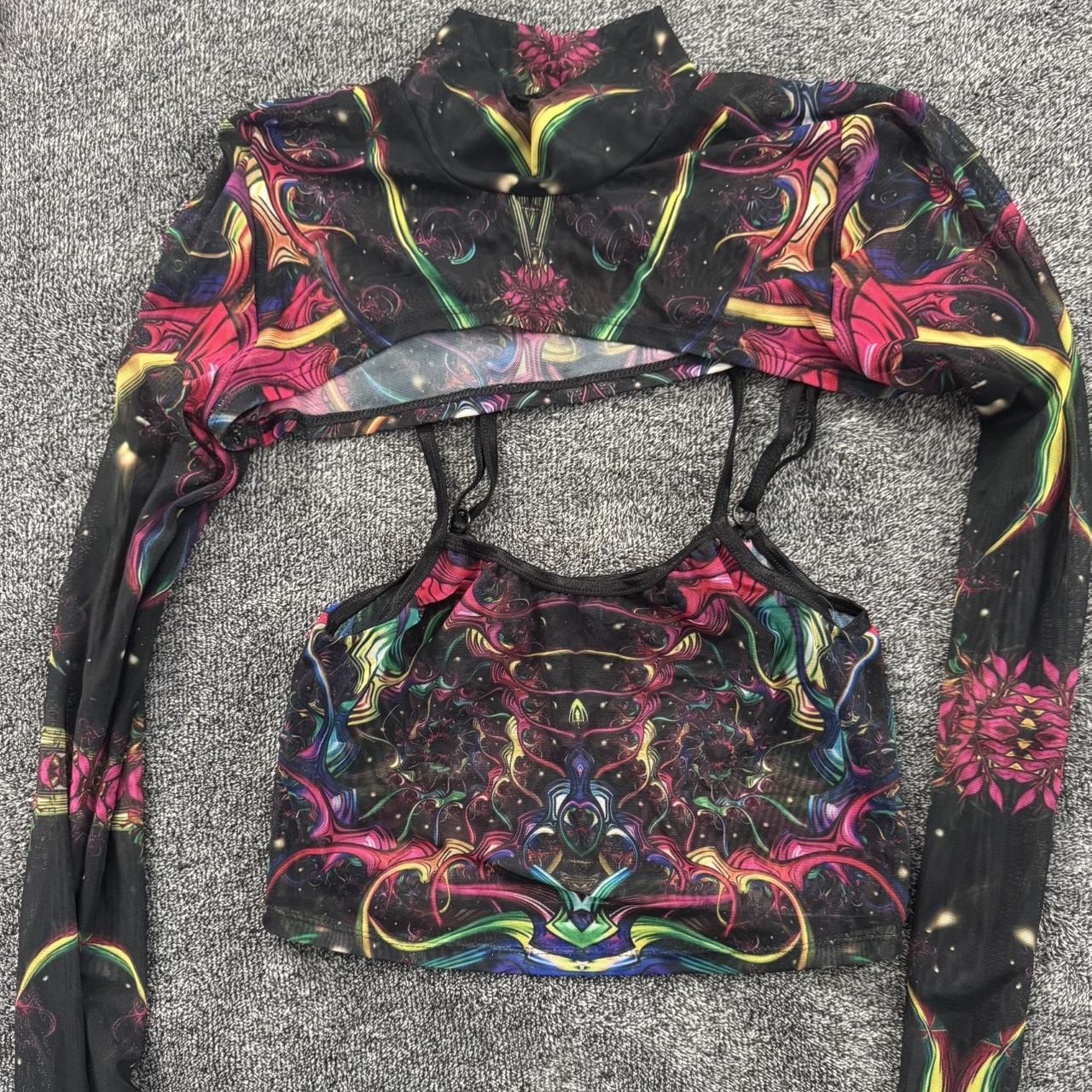 Multi-coloured psychedelic set from Badinka #rave... | Depop