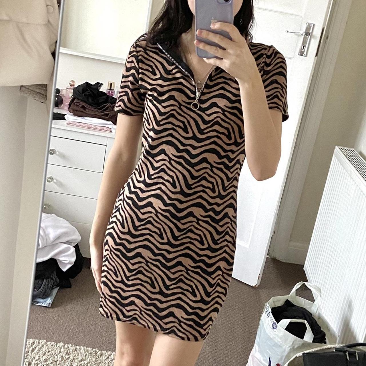 Brown and black zebra print dress **Please message... - Depop