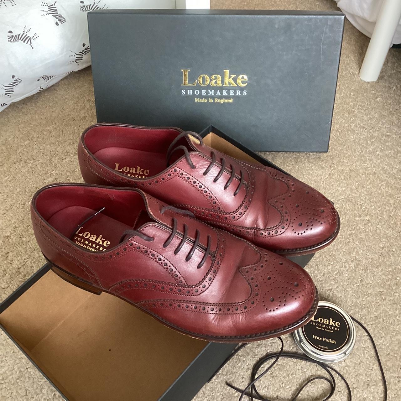 Loake Men's Burgundy Brogues | Depop