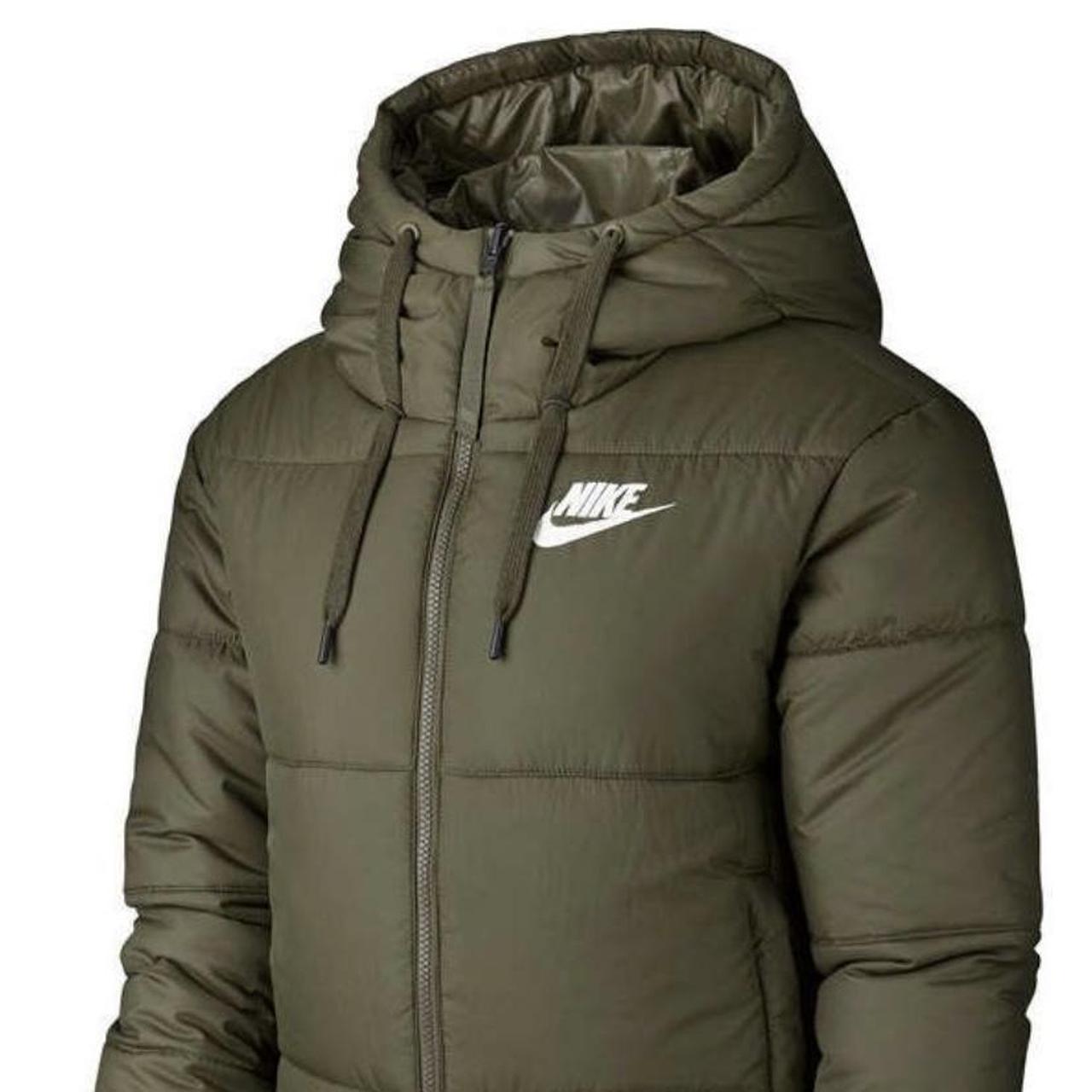 Nike khaki green women’s reversible puffer jacket XS... - Depop