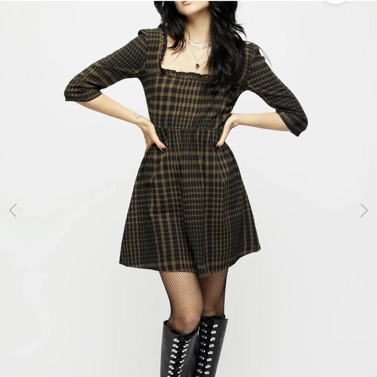 Disturbia Dropout Check Ruffle Shirred Mini... - Depop