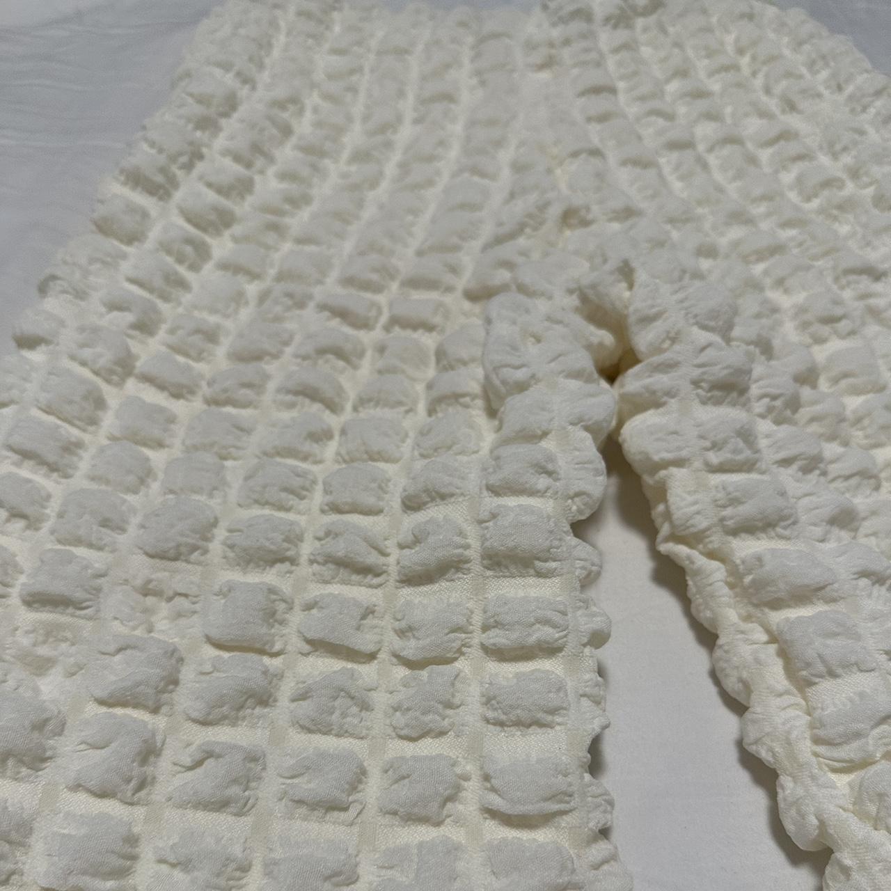 White bubble pants Worn once Very stretchy. Can fit... - Depop