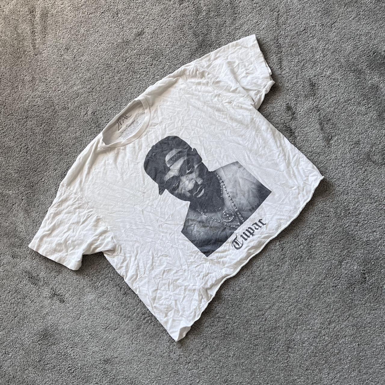 Vintage White Cropped Tupac Graphic T-Shirt -Good... | Depop