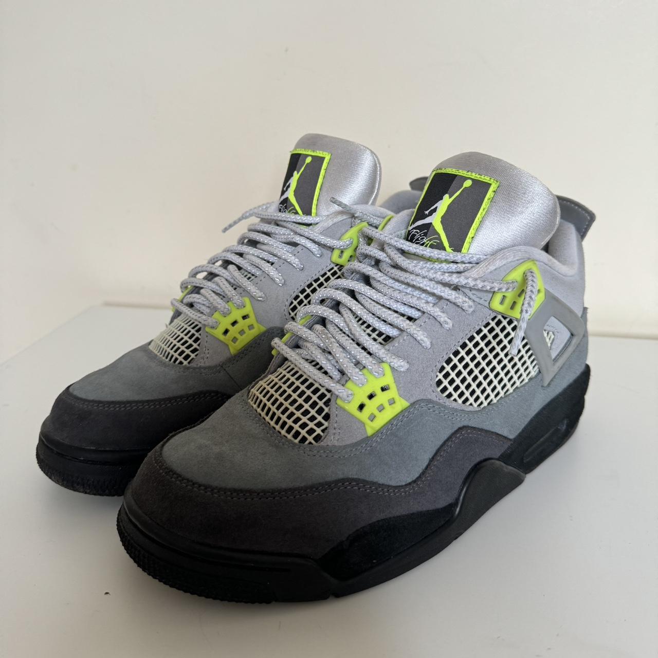 Jordan 4 Neon Size: 9 Like New Open to Negotiate - Depop