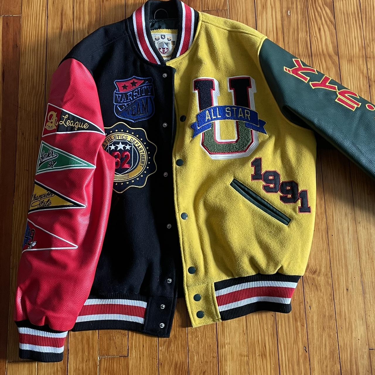 ALL STAR VARSITY JACKET SMOKE RISE COLOR-MULTI... - Depop