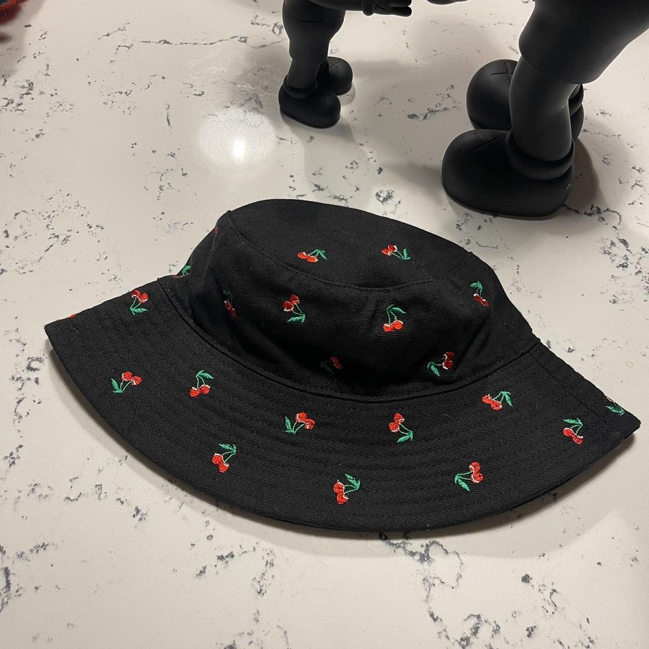 Urban outfitters cherry embroidered bucket hat worn... - Depop