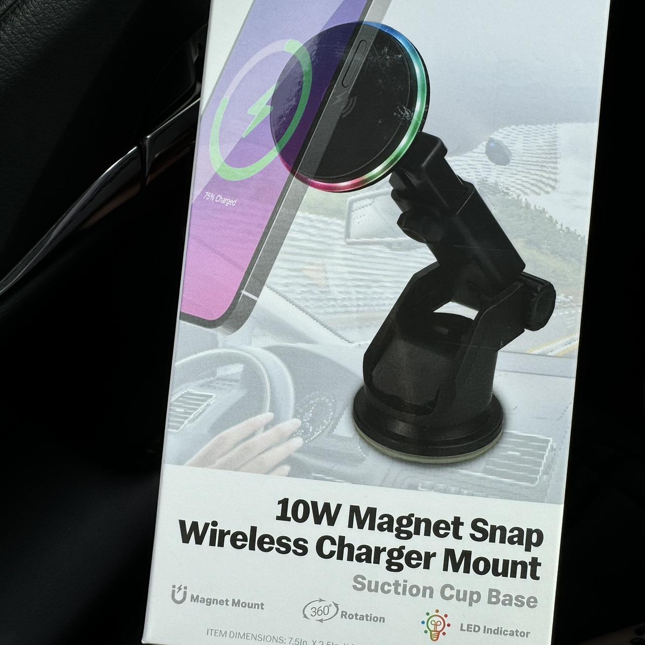 10W Magnet Snap Wireless Charger Mount with suction... | Depop