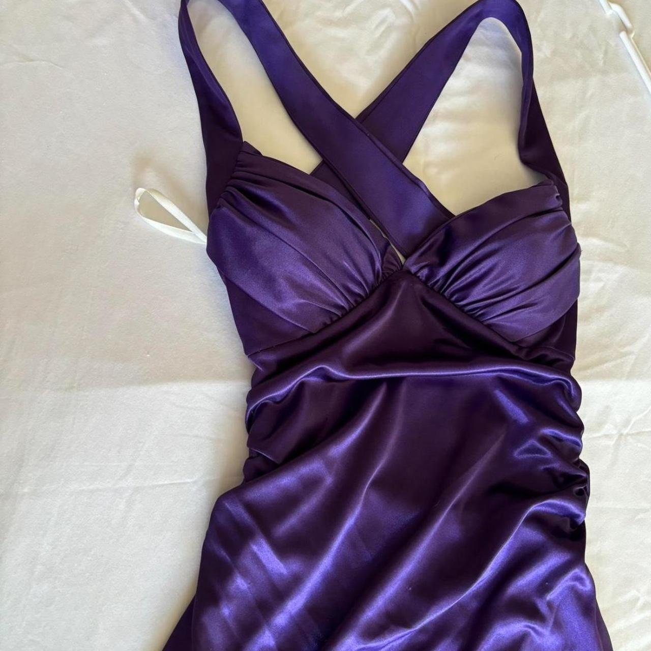 Windsor long Purple Satin dress, perfect for a... - Depop