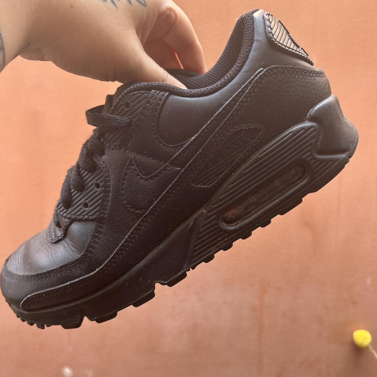 All black Nike air max trainers. Size UK6 EUR40. ... - Depop