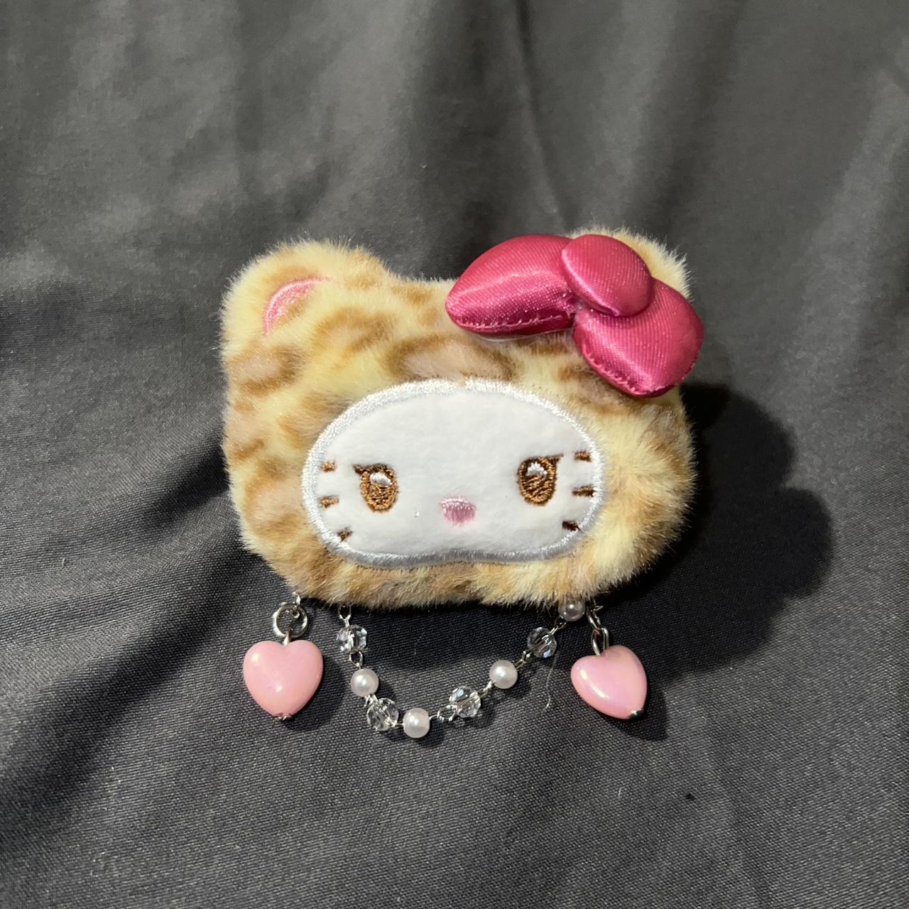 Hello Kitty Leopard Print Plush Hair Clip Very cute... - Depop