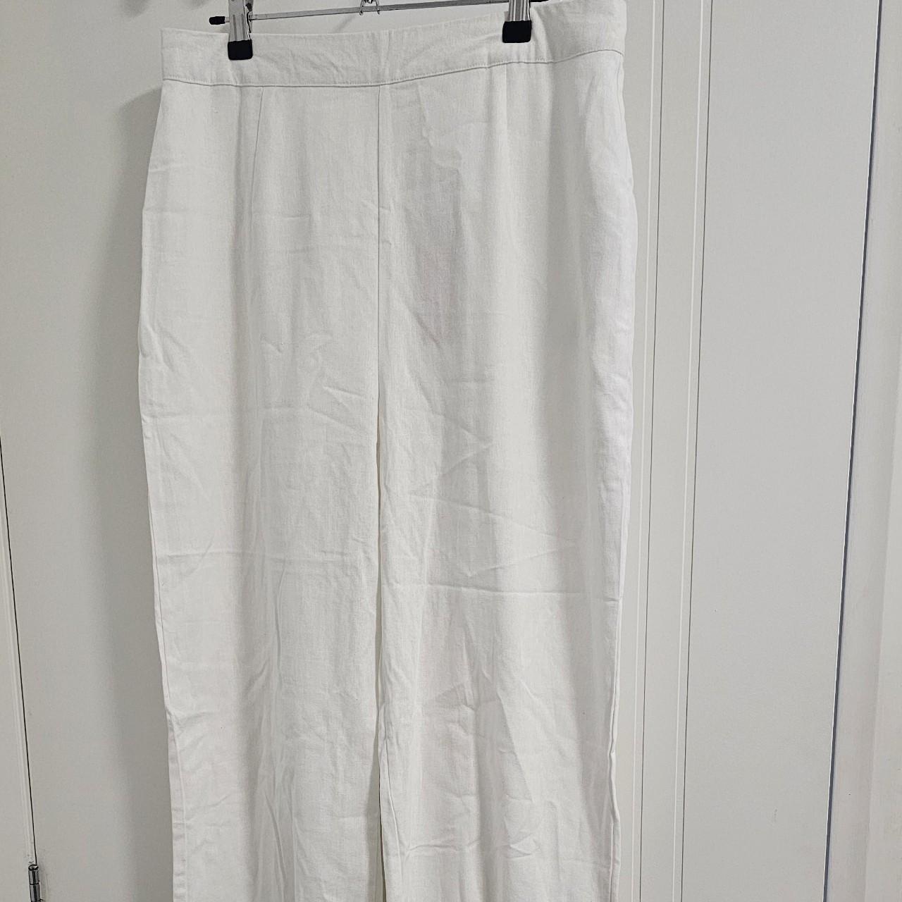 Supre White Wide Leg Linen Pant with micro back zip ... - Depop