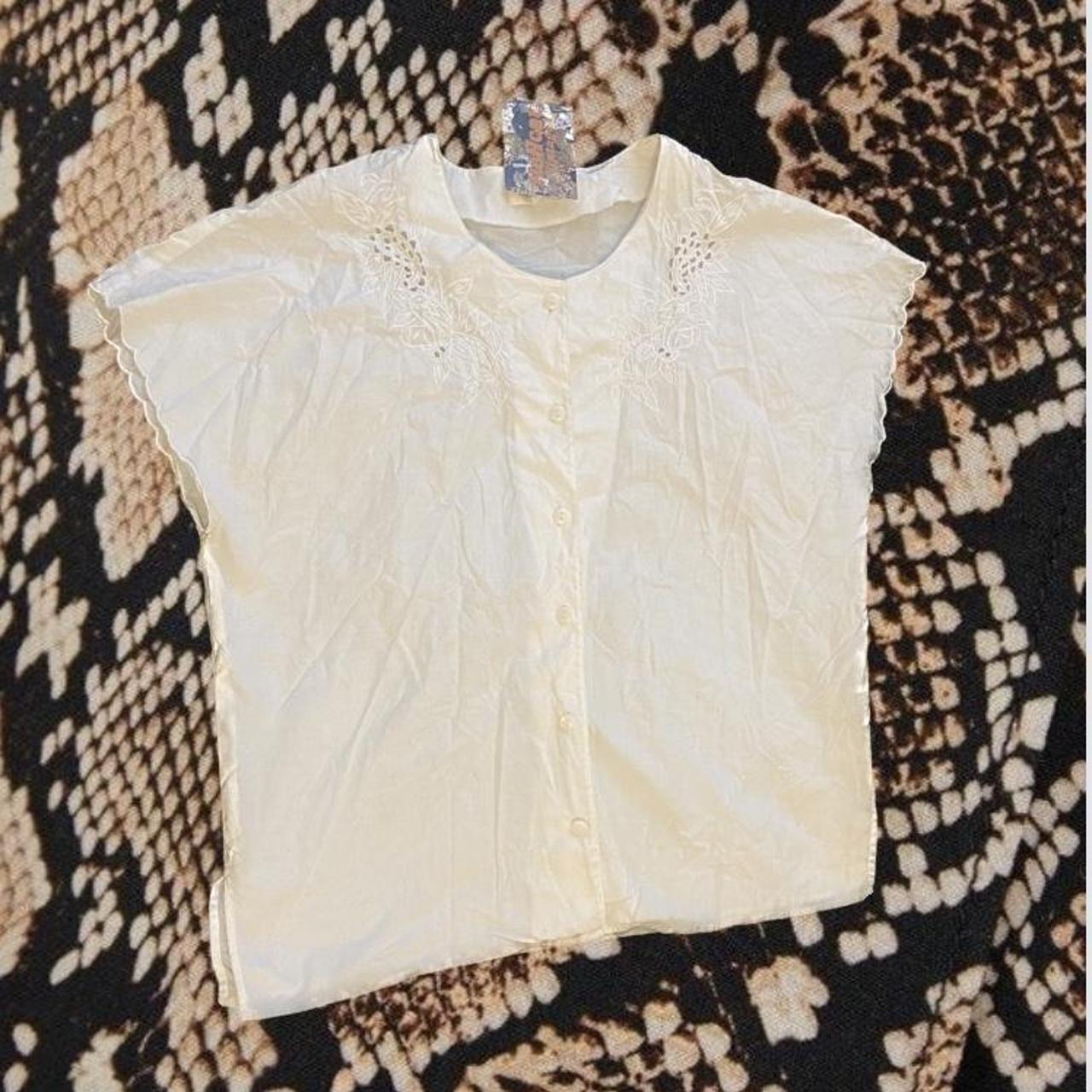 Embroidered white blouse Size 12 #cottage... - Depop