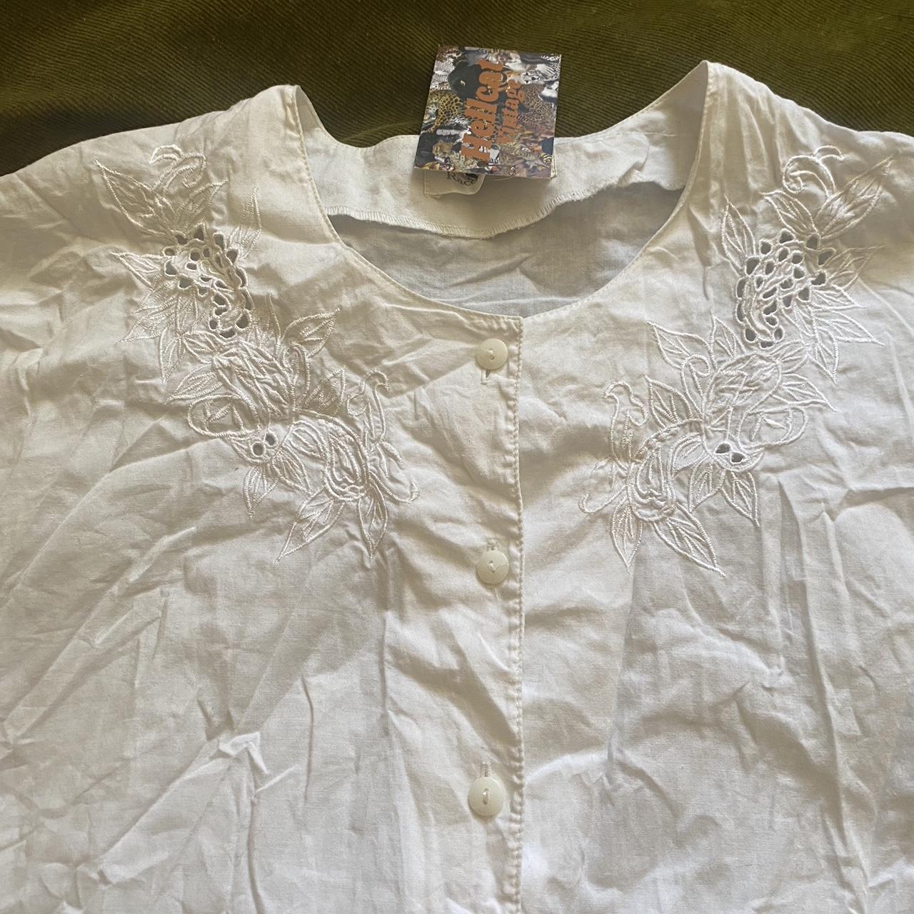 Embroidered white blouse Size 12 #cottage... - Depop