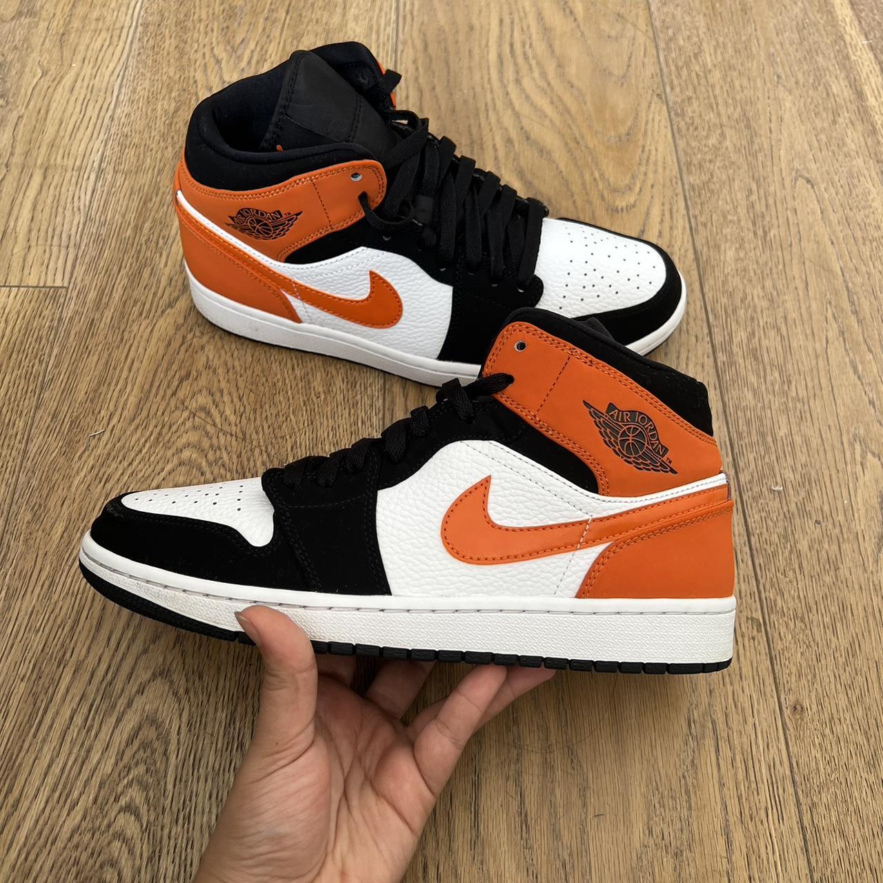Air Jordan 1 mid Orange black and white - Depop