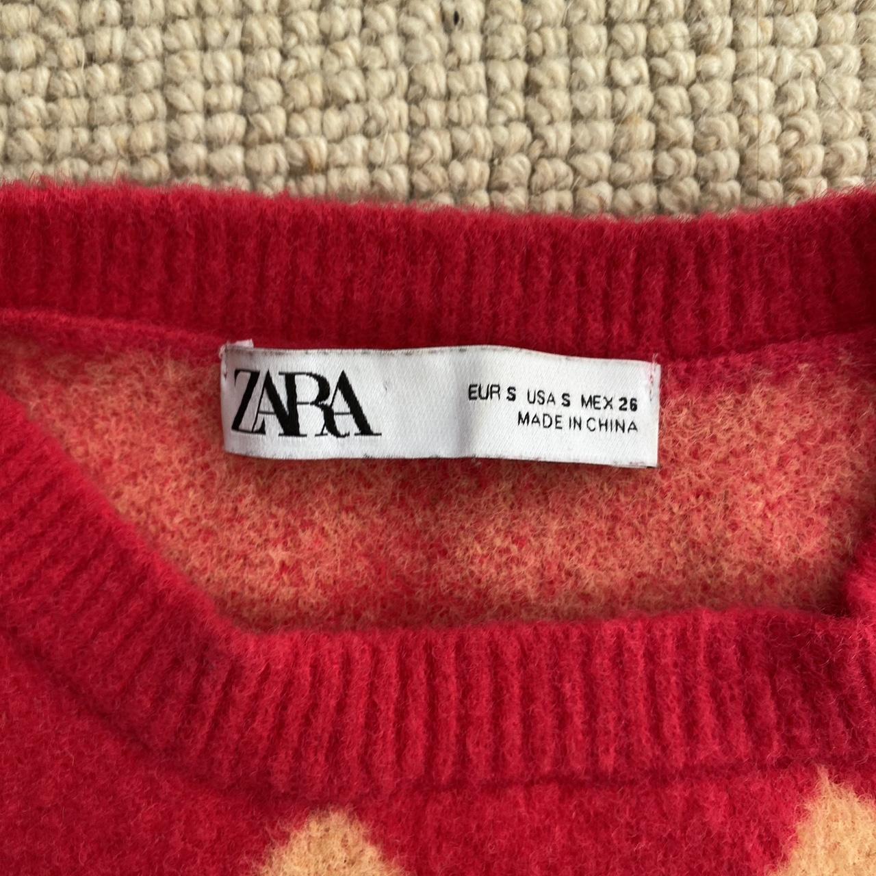 Gorgeous argyle pattern red knitted Zara cropped... - Depop