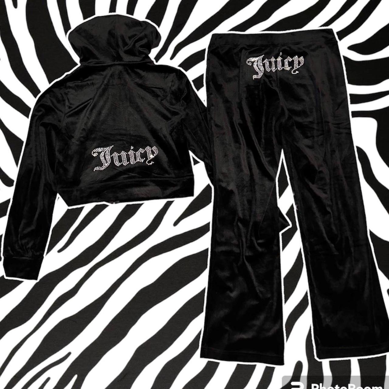 Black Velour Juicy Couture Tracksuit Size Large... - Depop
