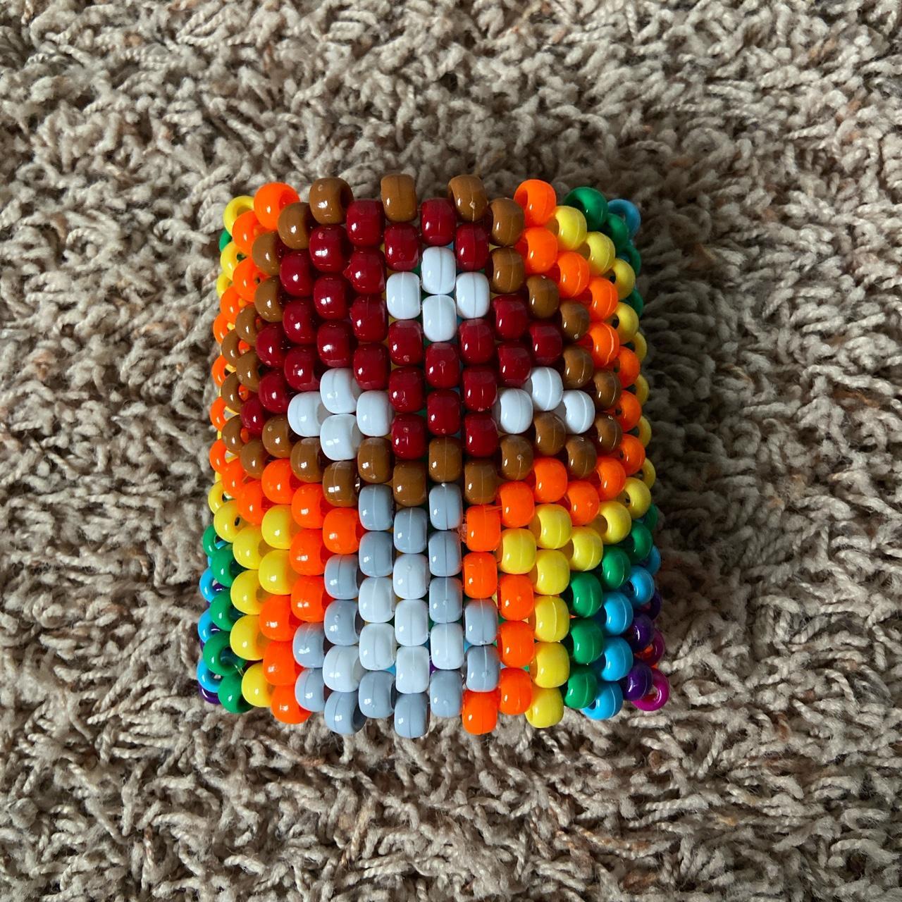 Kandi Rainbow Mushroom Cuff Handmade but never... - Depop