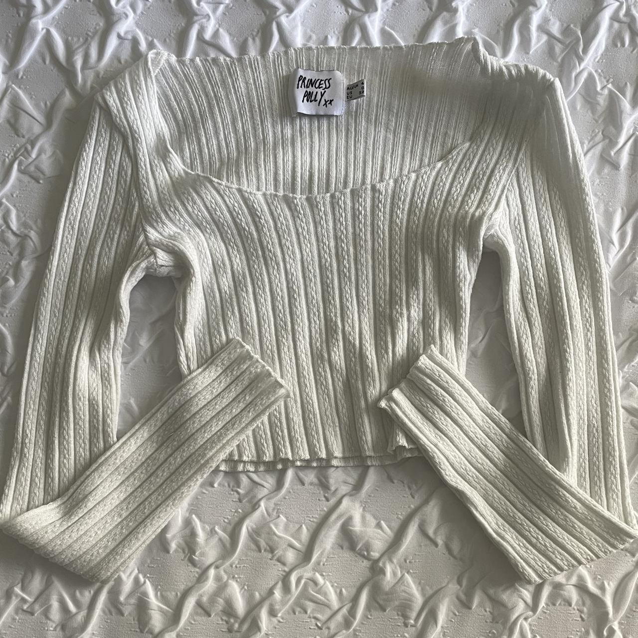 princess polly long sleeve crop top white leon top... - Depop