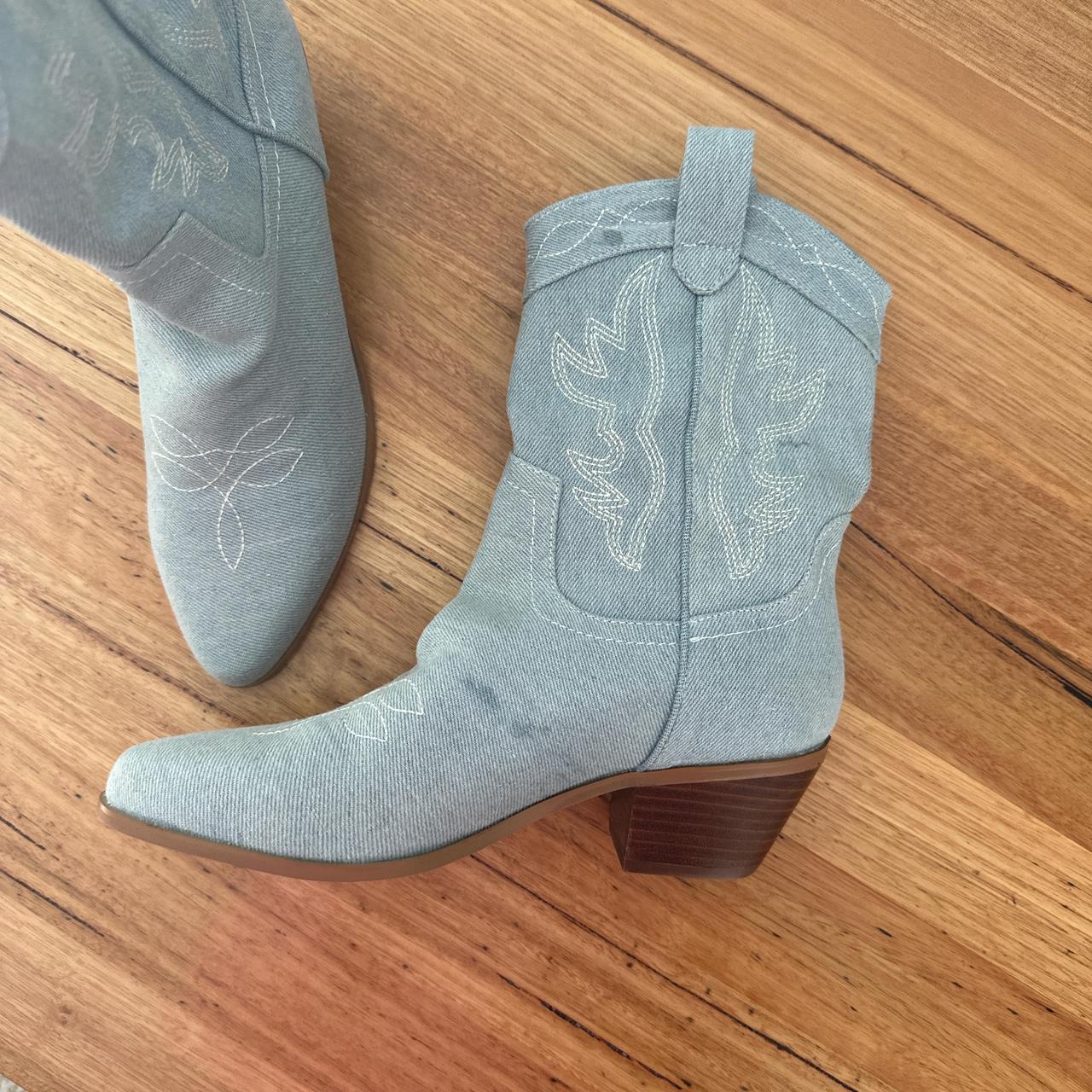 Betts denim cowboy style boots Size US 6 Brand new... - Depop