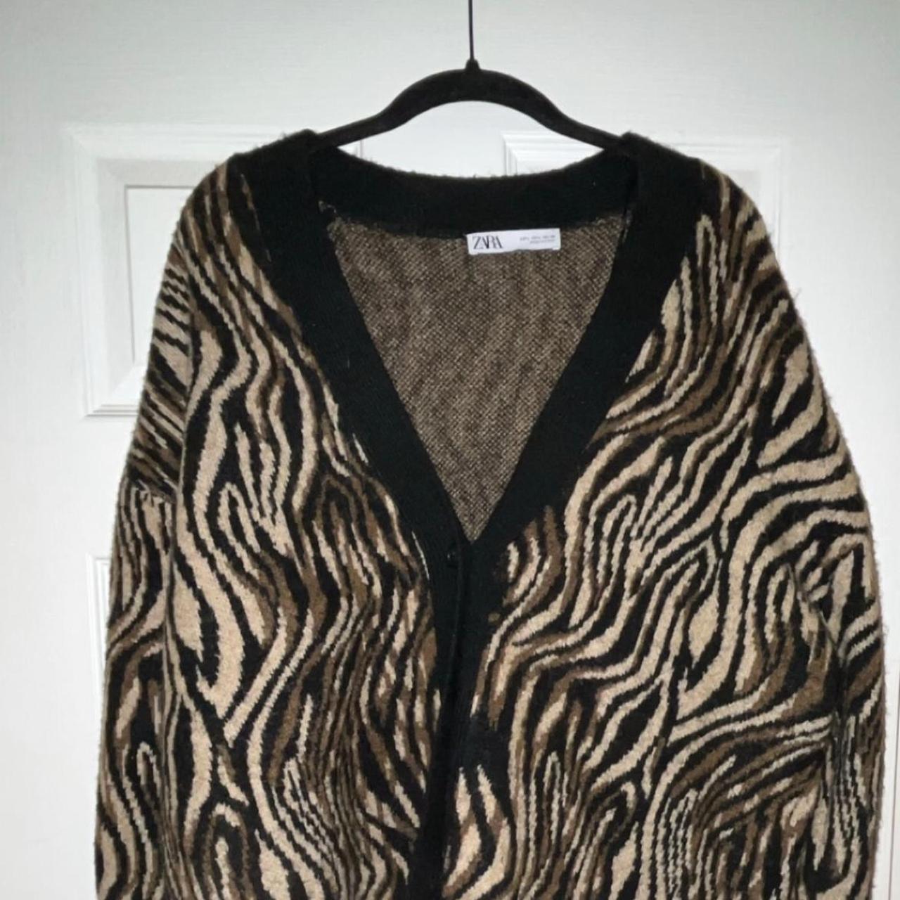 Zara oversized zebra print cardigan - Never worn - Depop