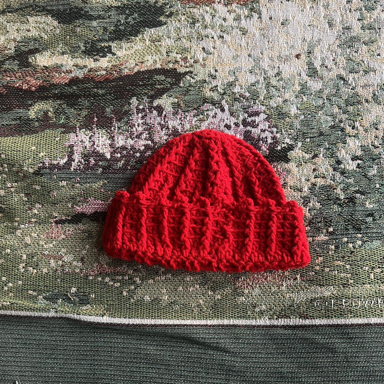 Homemade Chunky Knit Red Beanie Super cute, for a... - Depop