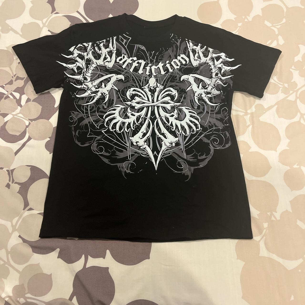 Black Affliction shirt with white details - Depop