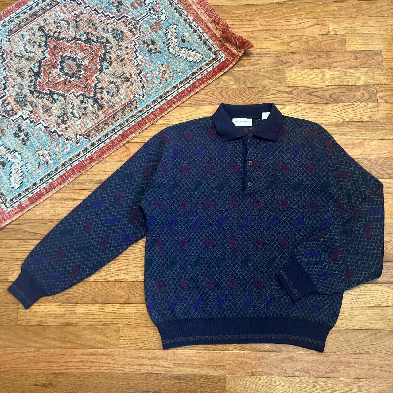 Murano Italian Wool sweater Blue and purple and... - Depop