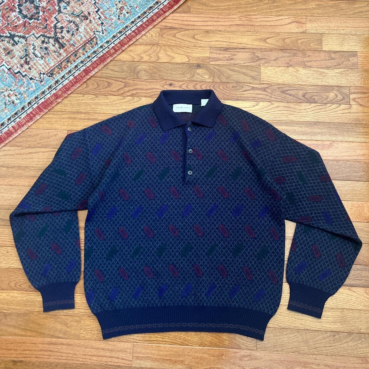Murano Italian Wool sweater Blue and purple and... - Depop