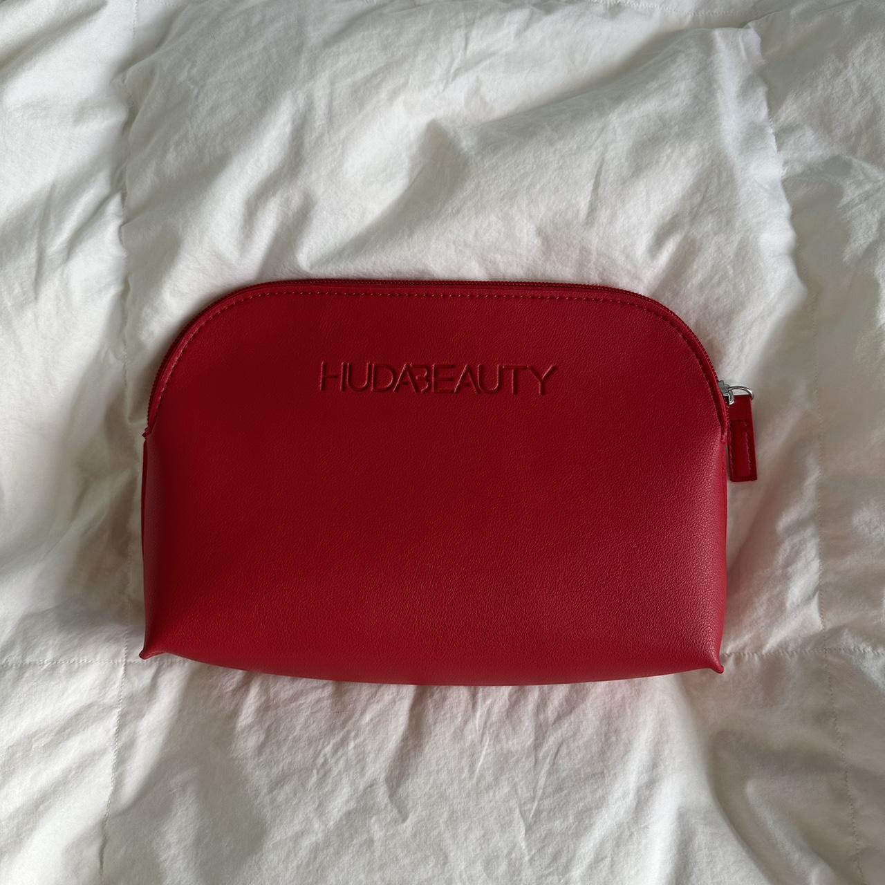 red huda beauty makeup bag, lined with black... - Depop