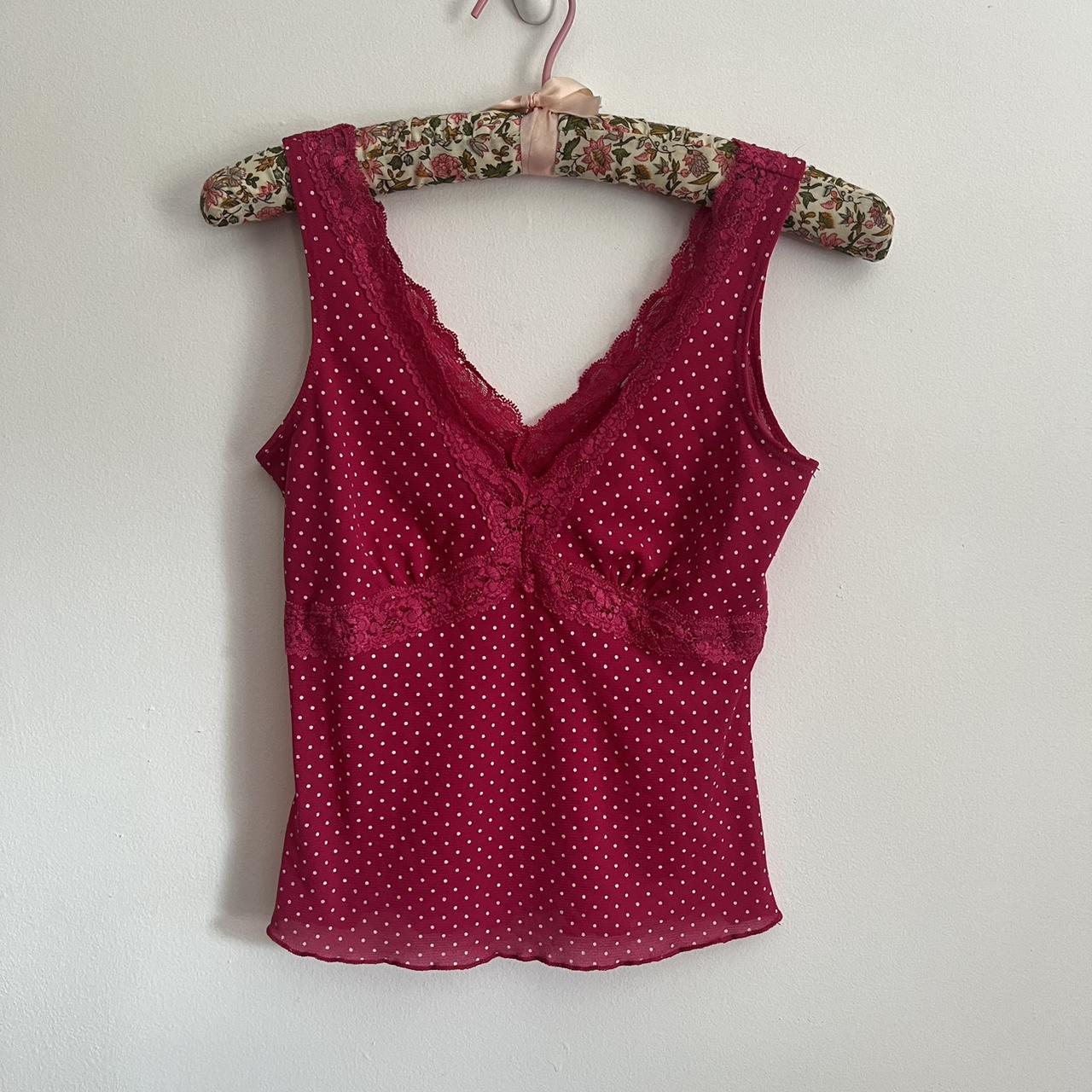 Vintage Charlotte Russe hot pink polka dot tank... - Depop