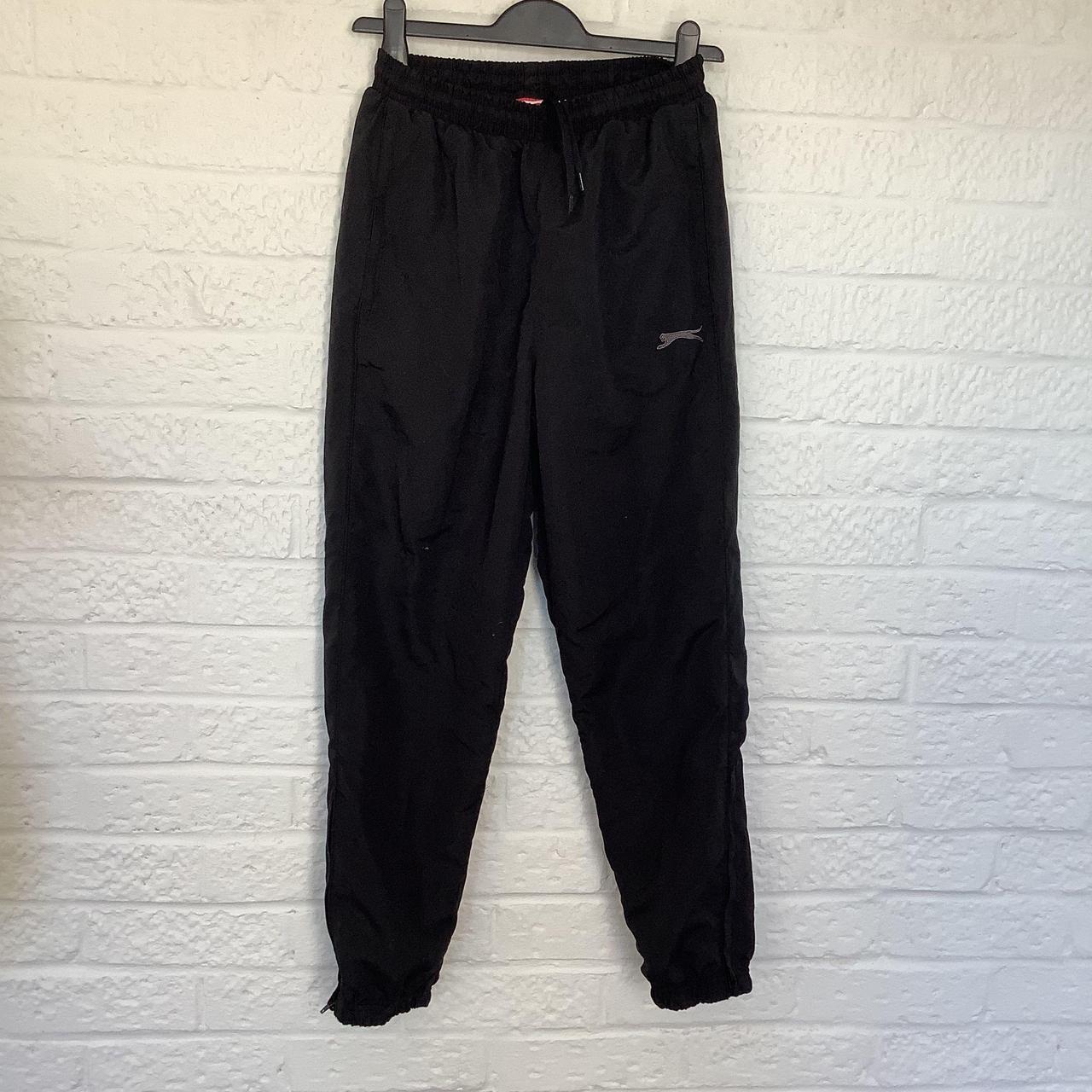 Retro Slazenger Track Bottoms - Size S - Black - Zip... - Depop