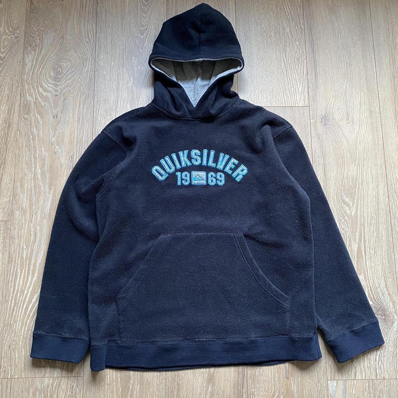 Vintage quicksilver fleece hoodie navy Size large... - Depop