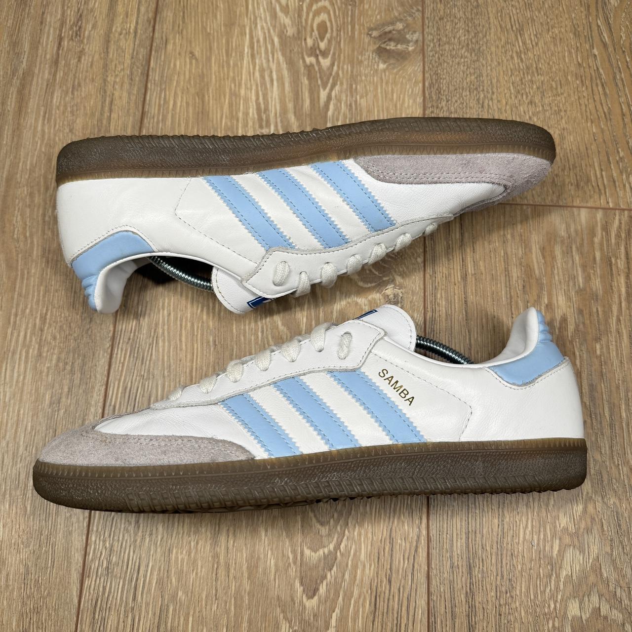 Adidas samba OG white blue grey Size Uk 8, US... - Depop