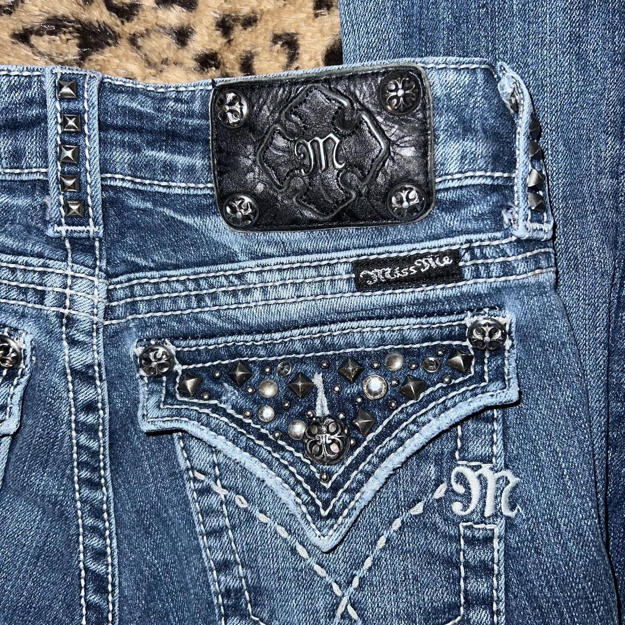 MISS ME bootcut rhinestone low rise jeans as-is... - Depop