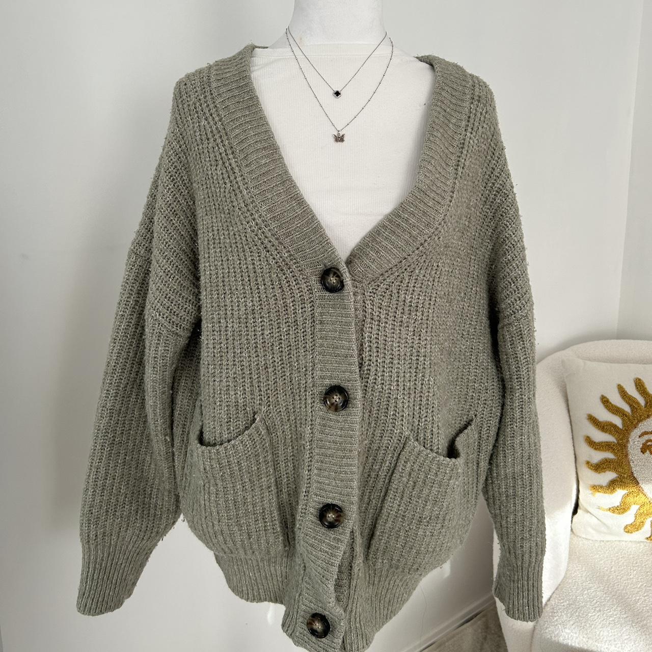 Oversized grey cardigan - Depop