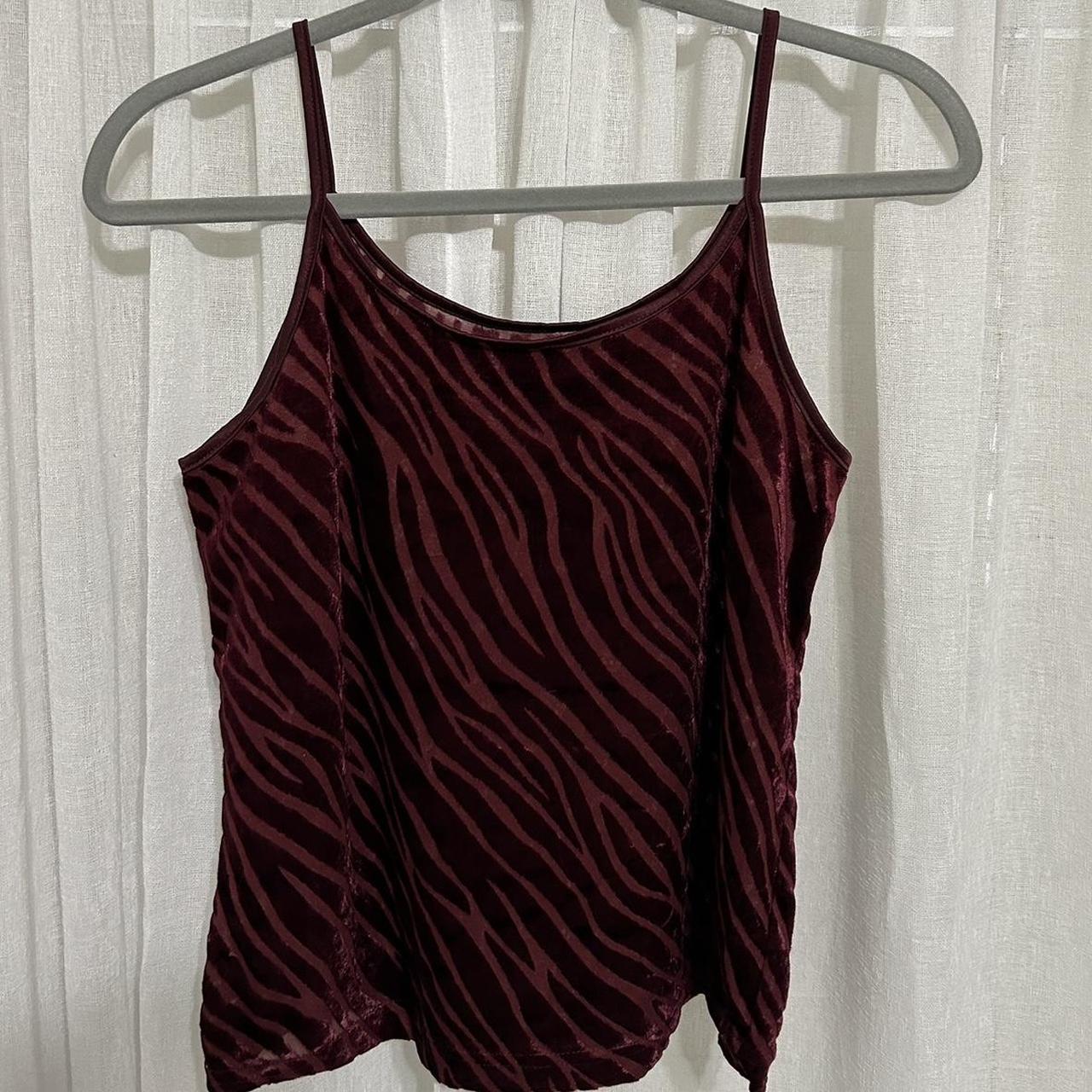Burgundy zebra print velvet cami top #zebraprint - Depop