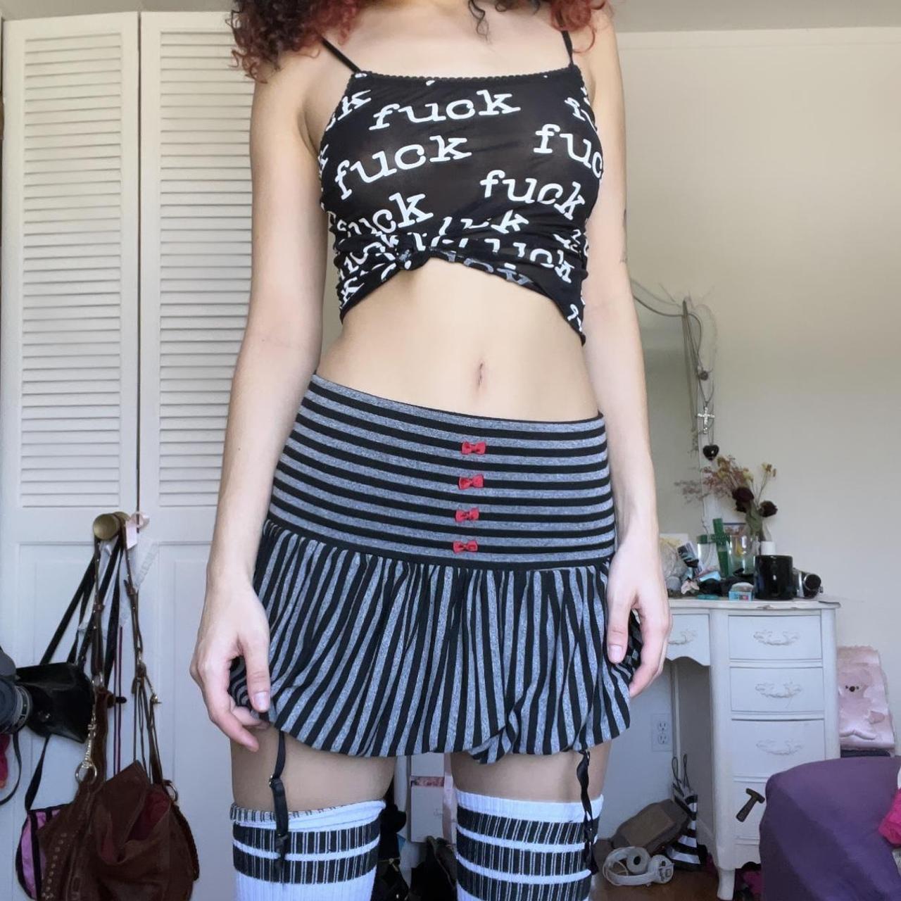 emo stripes skirt 24-26 inch waist, up to a 36... - Depop