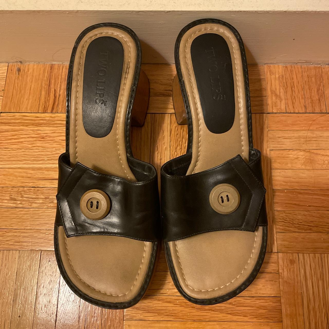 2 inch platform sandals with chunky button on sandal... - Depop