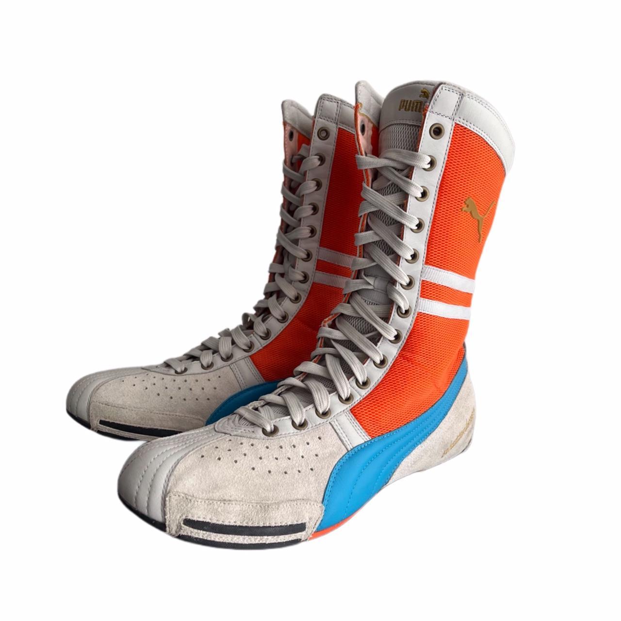 White, orange and blue wrestling /boxing boots by... - Depop