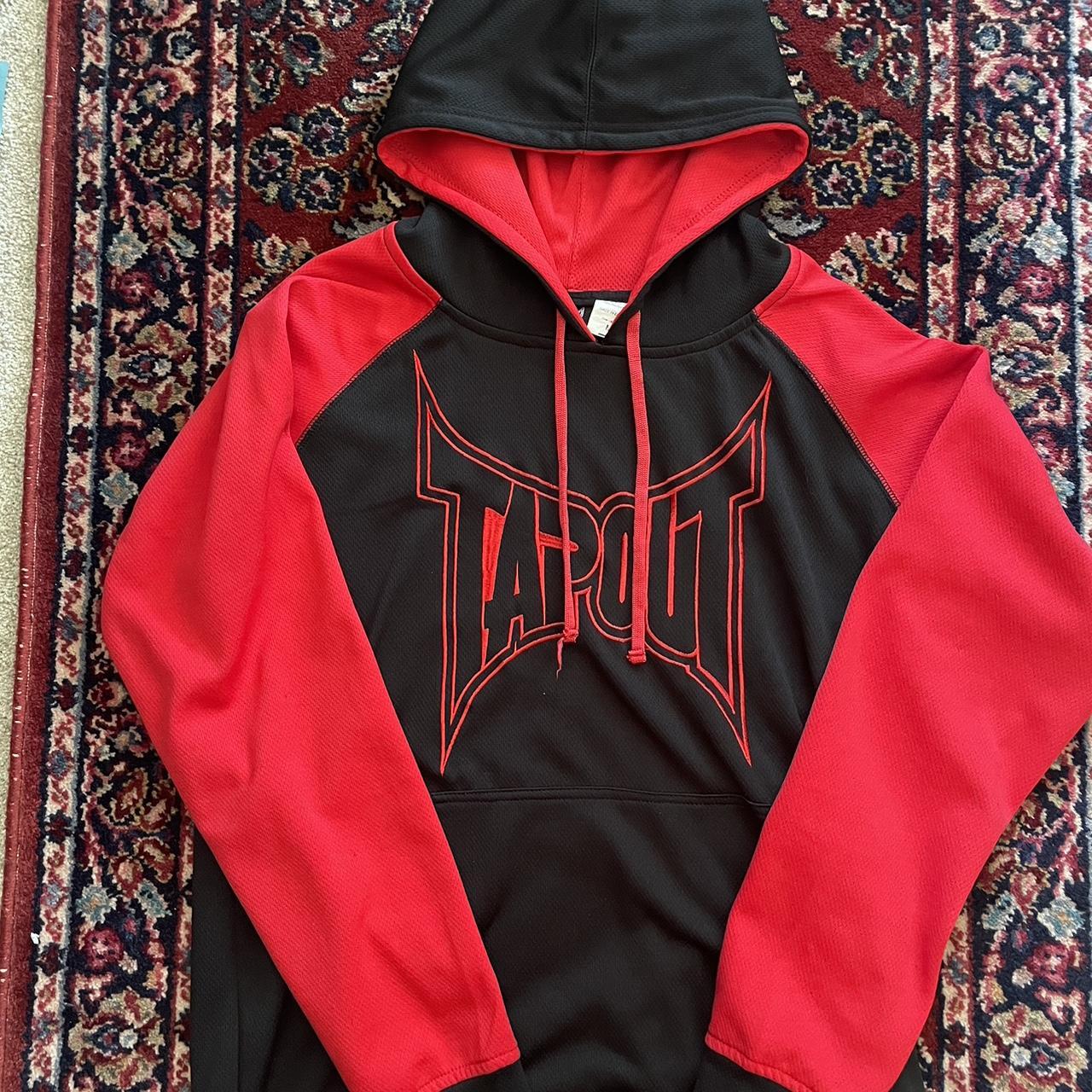 Red and black Tapout Hoodie with super sick... | Depop