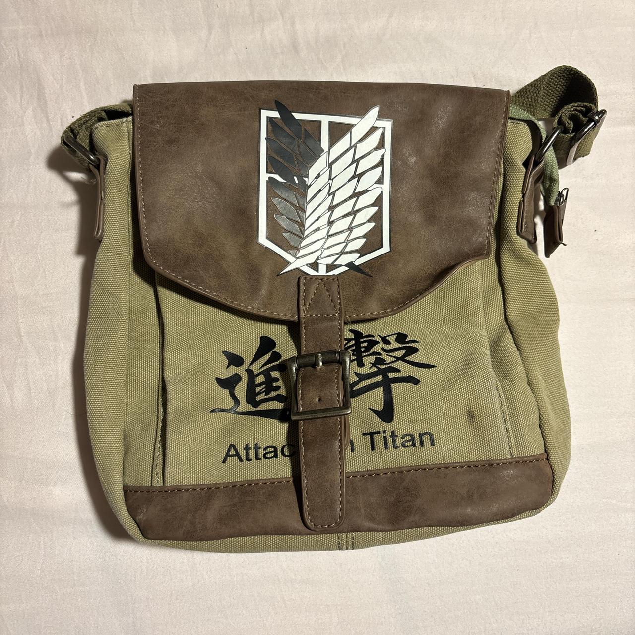 Tan and brown Attack on Titan messenger bag #AOT... - Depop