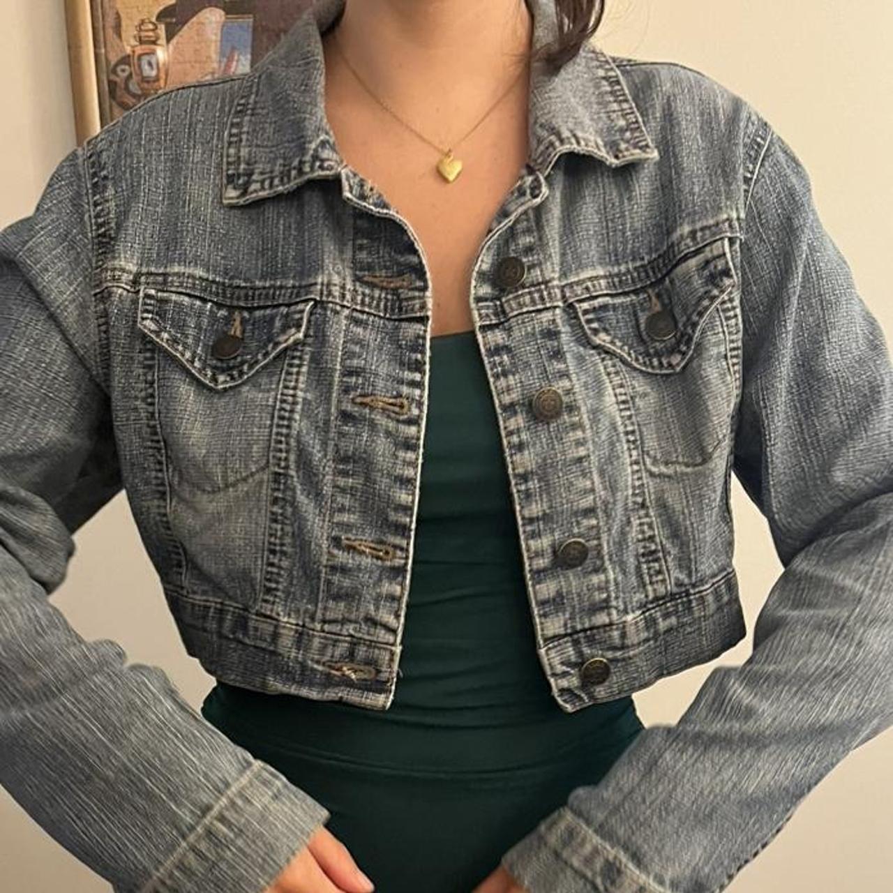 2000s Cropped Light Jean Jacket Brand: Star Size... - Depop